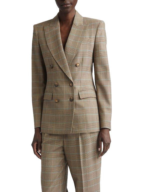 ETRO Etro Plaid Double Breasted Wool Blend Blazer